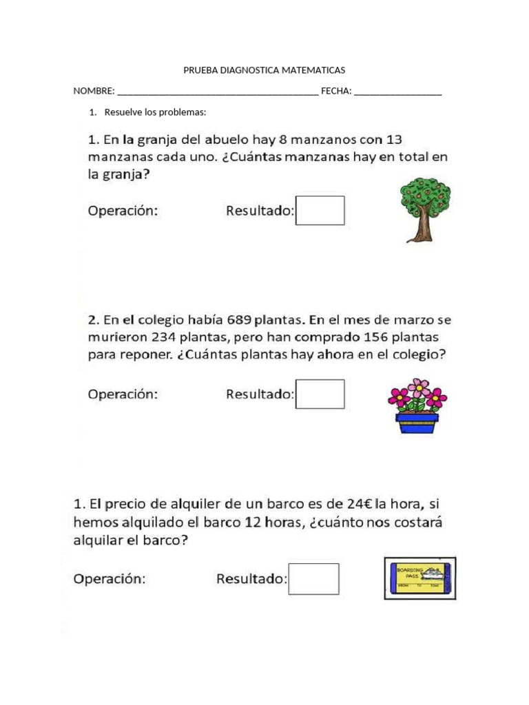 Prueba Diagnostica Matematicas | PDF