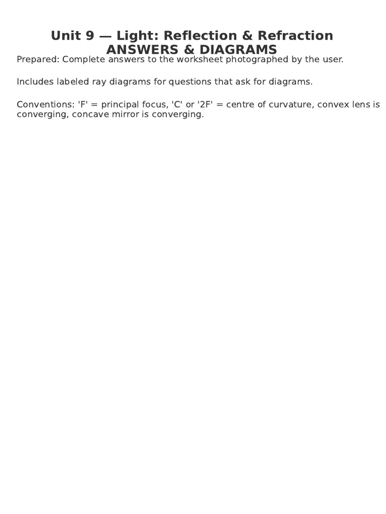 Light Refraction Answers | PDF | Mirror | Applied And Interdisciplinary Physics