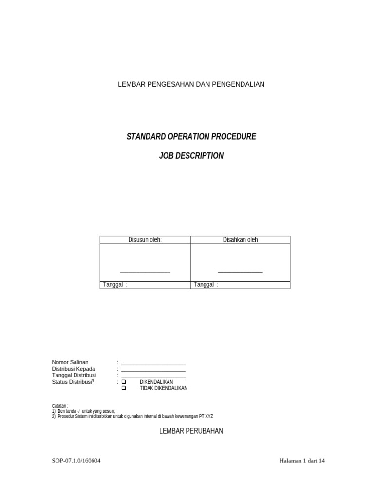 Prosedur Deskripsi Pekerjaan PT Juliana | PDF