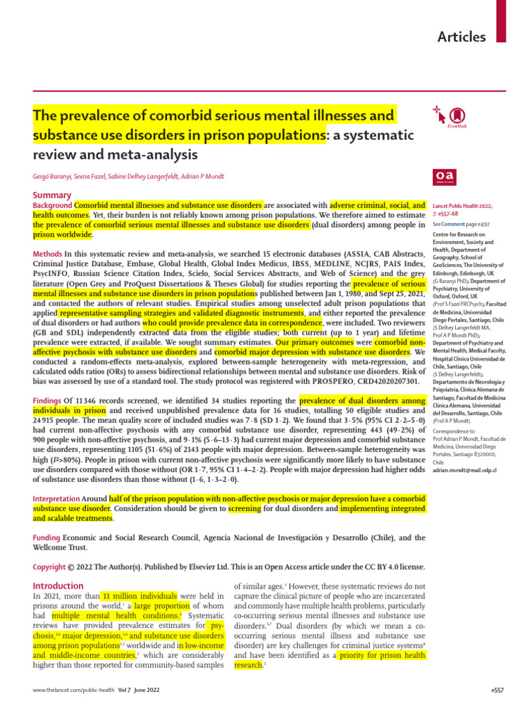 The Prevalence of Comorbid Serious Mental Illnesses and Substance Use ...