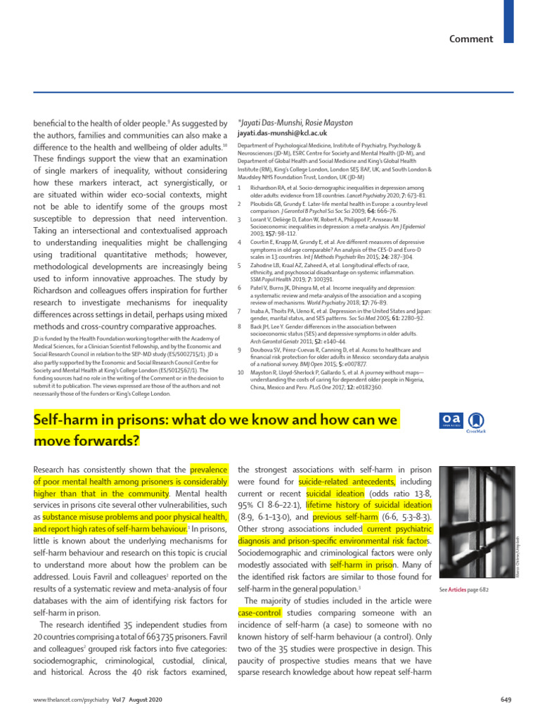 Self-Harm in Prisons - What Do We Know and How Can We Move Forwards ...
