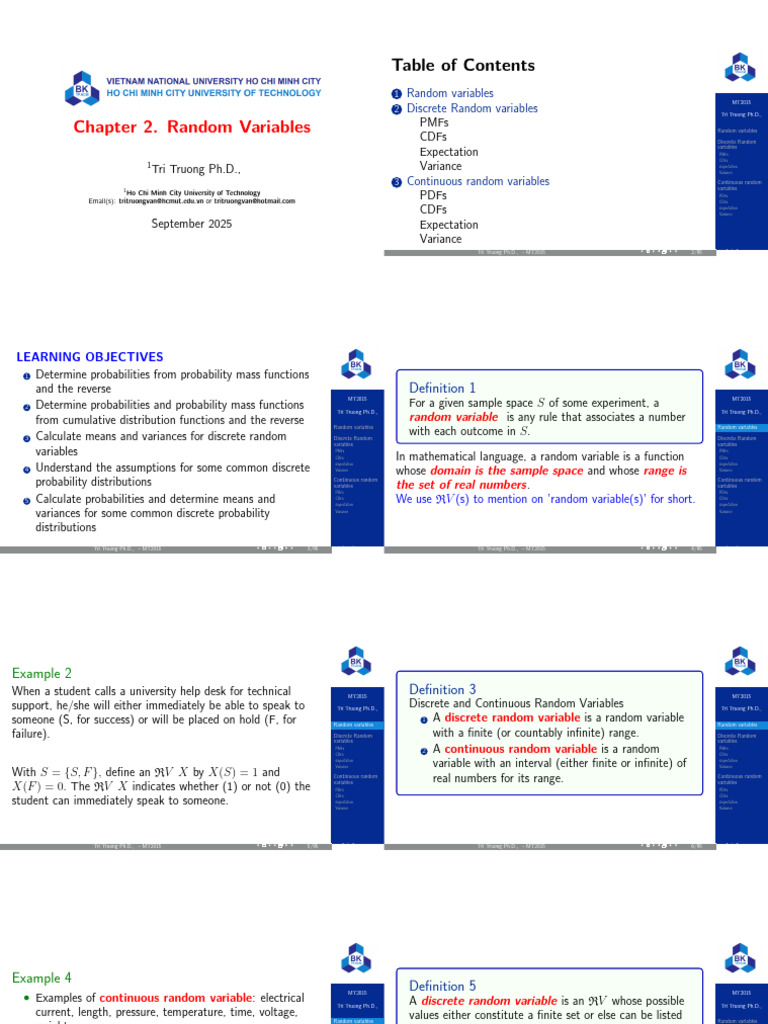 Chapter 2. Random Variable | PDF | Probability Distribution | Random Variable