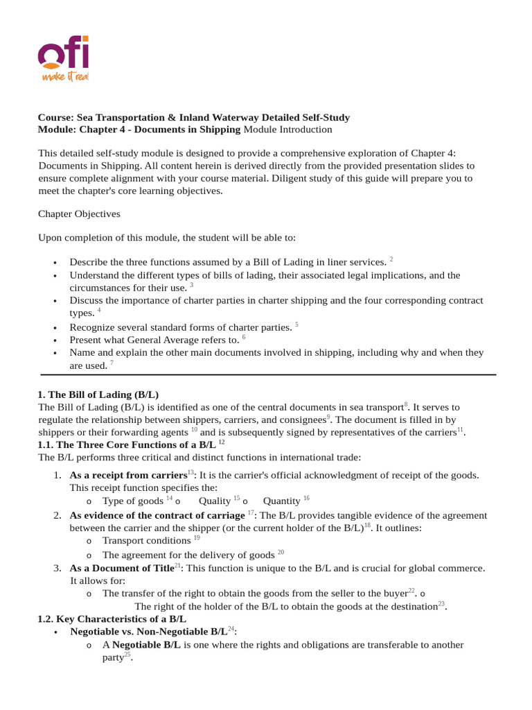 Self-Learning Chapter 4 PDF | PDF | Bill Of Lading | Shipping