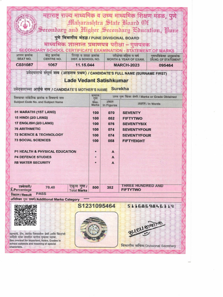 10th Certificate | PDF