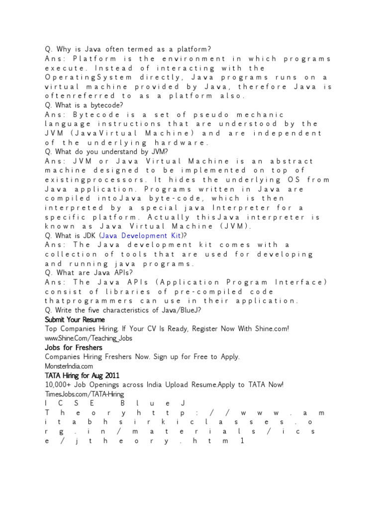 Java Theroy Easy To Learn Pdf Class Computer Programming