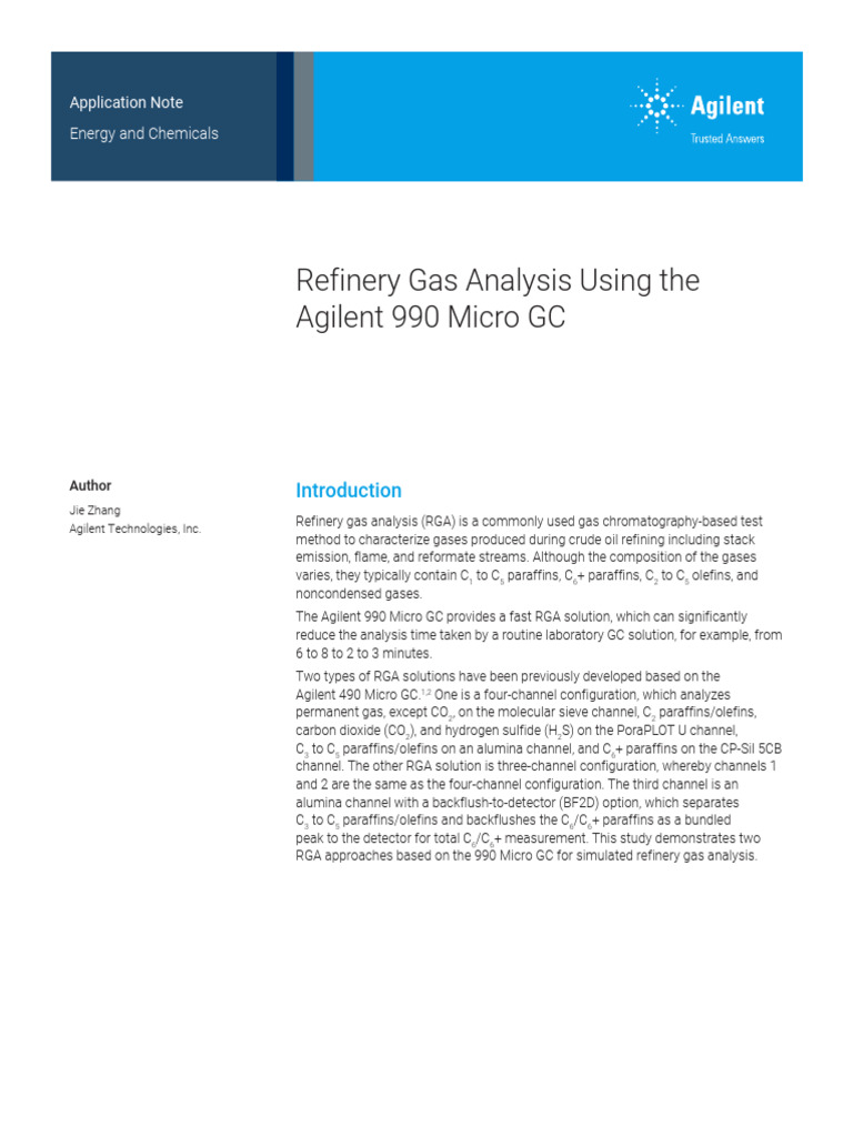 Refinery Gas Analysis with Agilent 990 Micro GC | PDF | Alkane | Gas ...