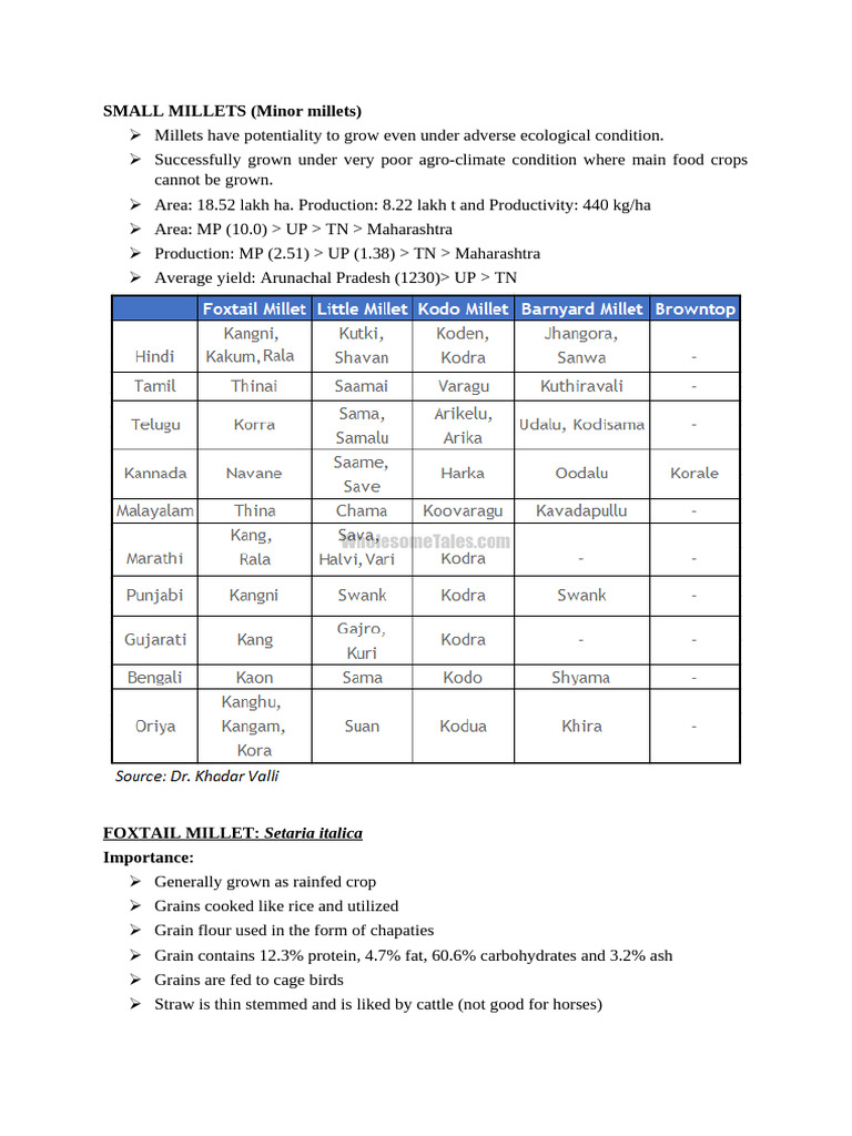 Millets | PDF | Cereals | Rice