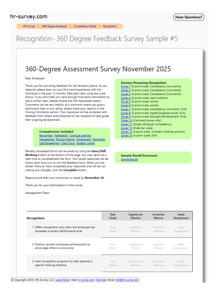 Recognition Competency Questionnaire 5 | PDF | Survey Methodology ...