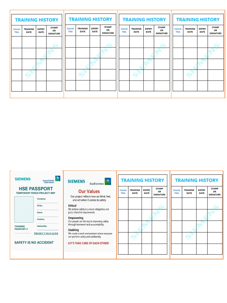 Training History Document Template | PDF