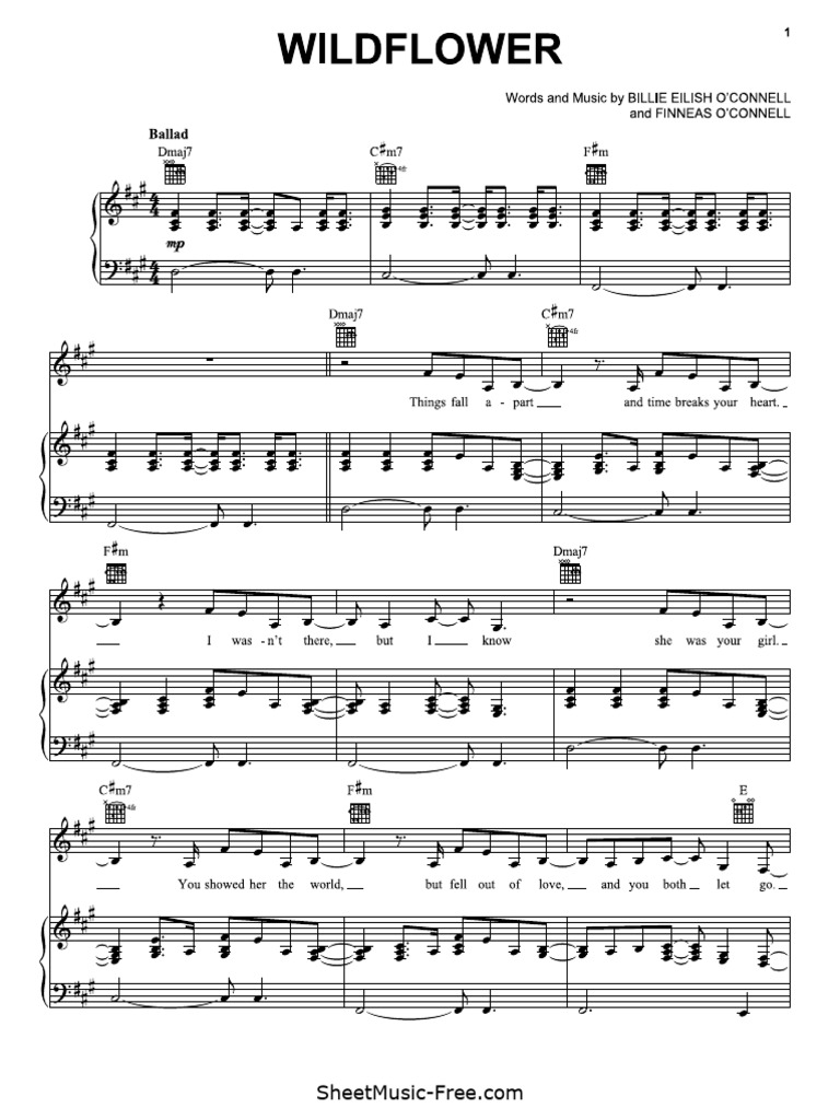 WILDFLOWER Sheet Music Billie Eilish | PDF
