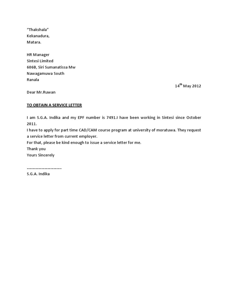 Service Letter | PDF
