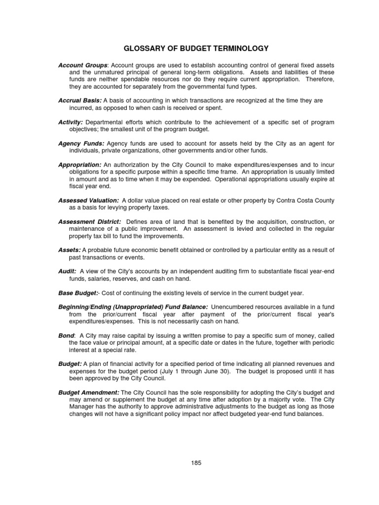 Glossary of Budget Terms | PDF | Fund Accounting | Taxes