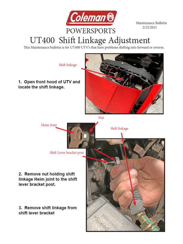 UT400 UTV Shift Linkage Guide | PDF