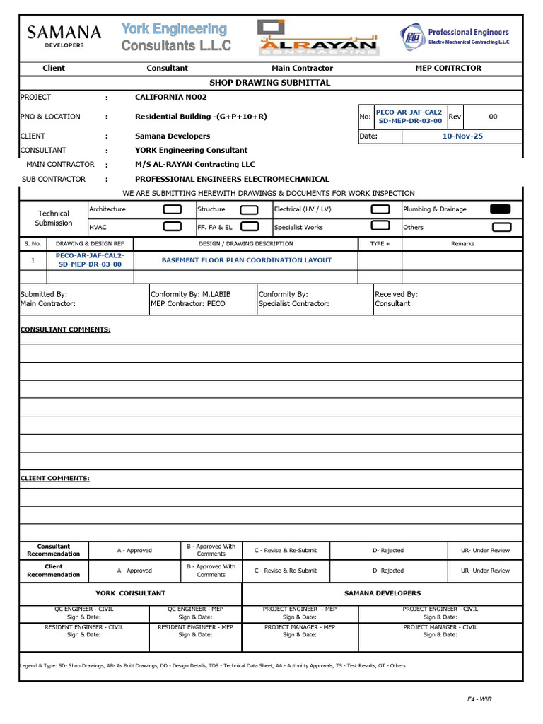 Shop Drawing Submittal for MEP Inspection | PDF | Civil Engineering ...