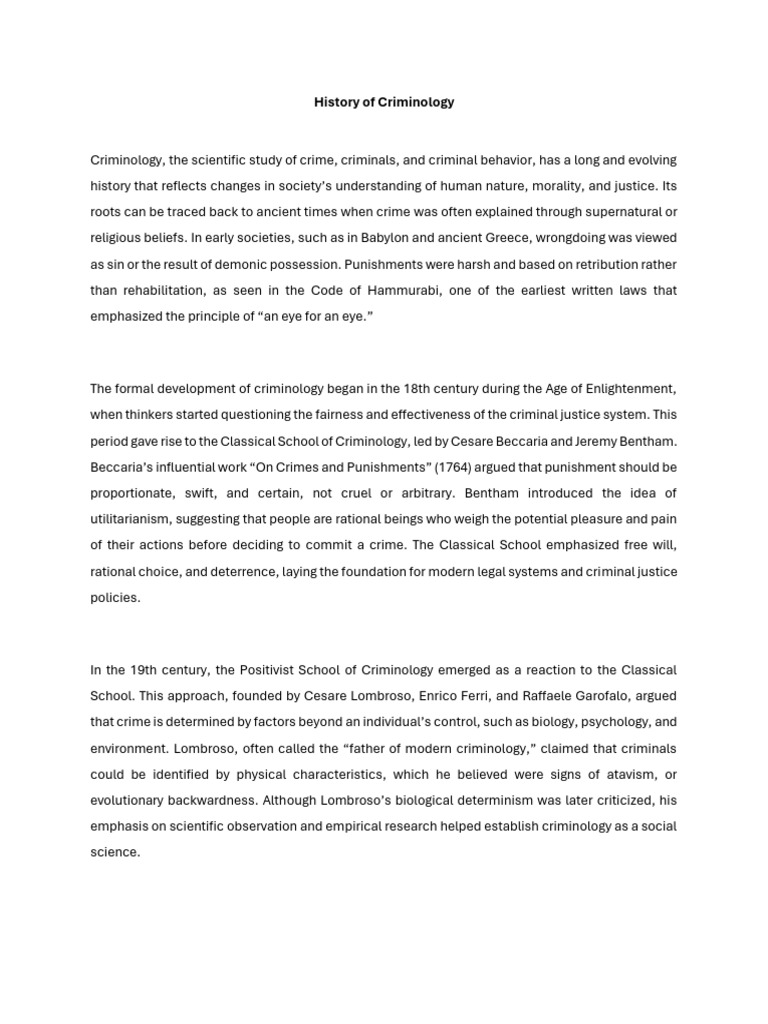 Evolution of Criminology Through History | PDF | Criminology | Crimes
