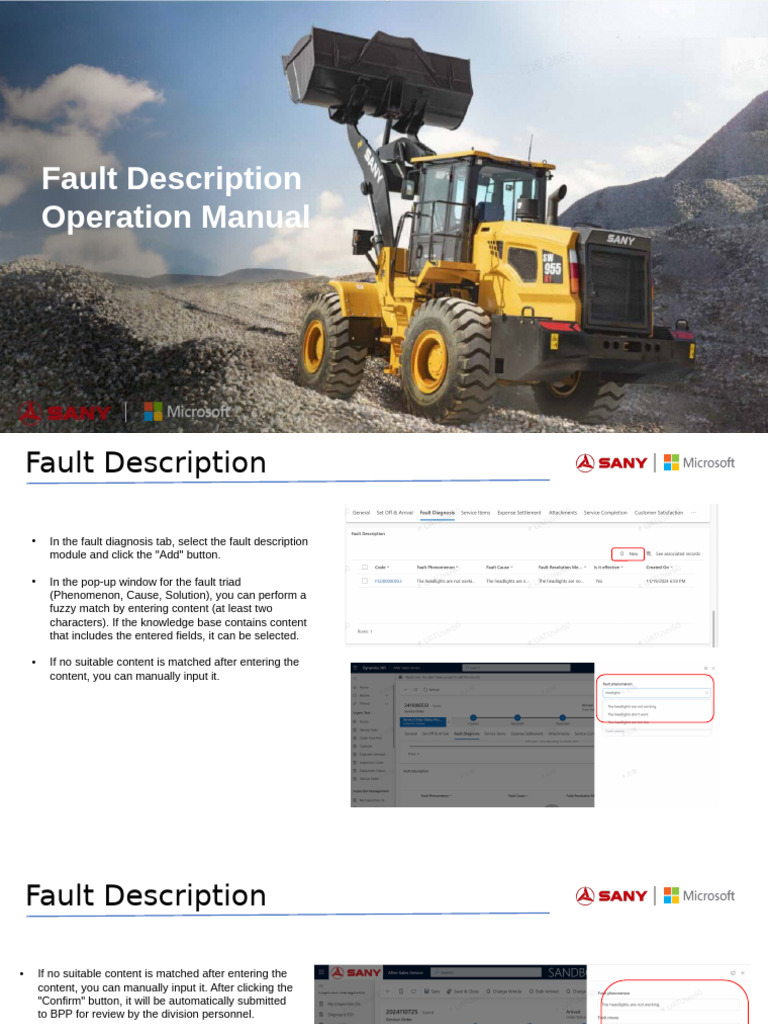 Fault Description Operation Manual | PDF