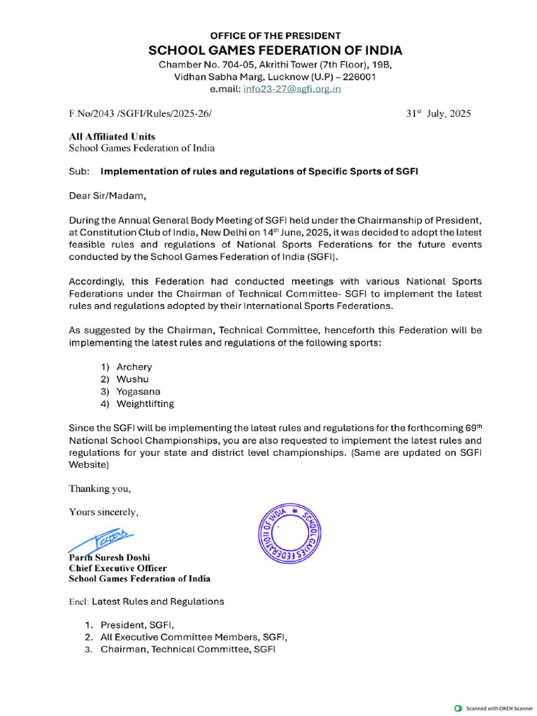 Letter to Units Reg. Implimentation of Rules and Regulations (1) | PDF