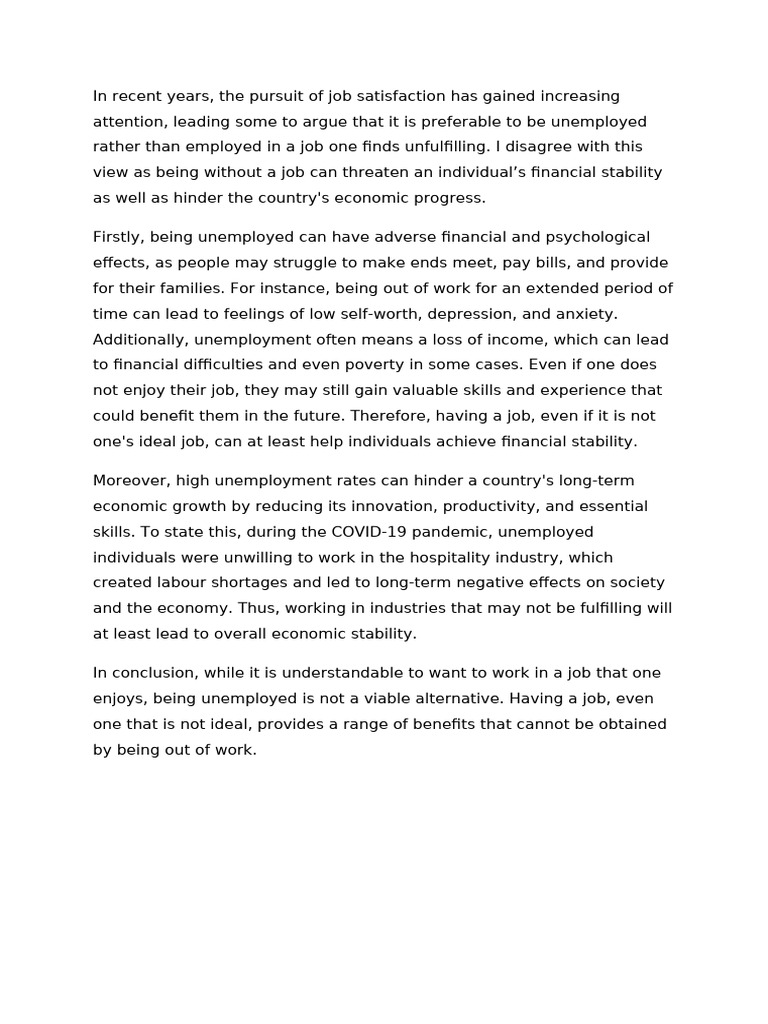 The Importance of Job Stability Over Satisfaction | PDF
