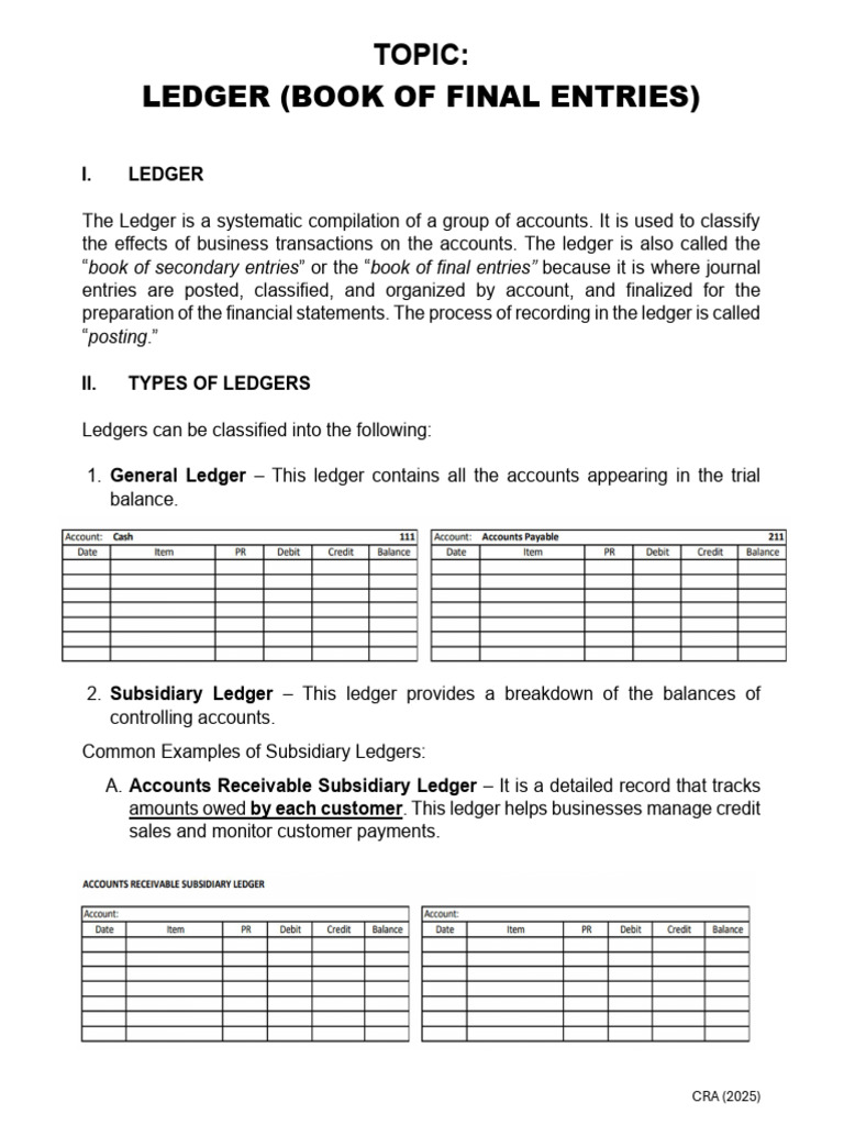 Topic2 Ledgers | PDF