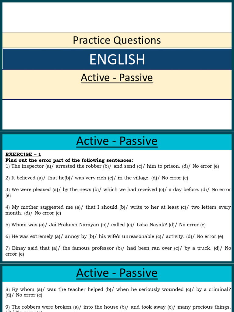 English Grammar: Active-Passive Errors | PDF