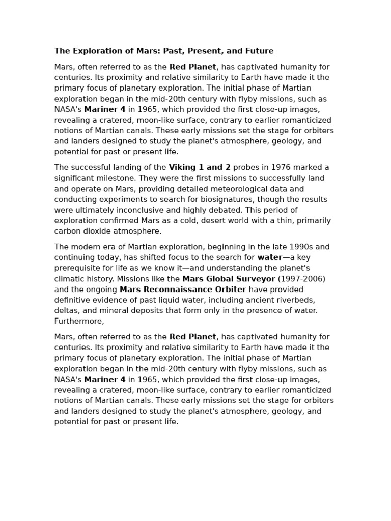 The Exploration of Mars-Past Present and Future | PDF