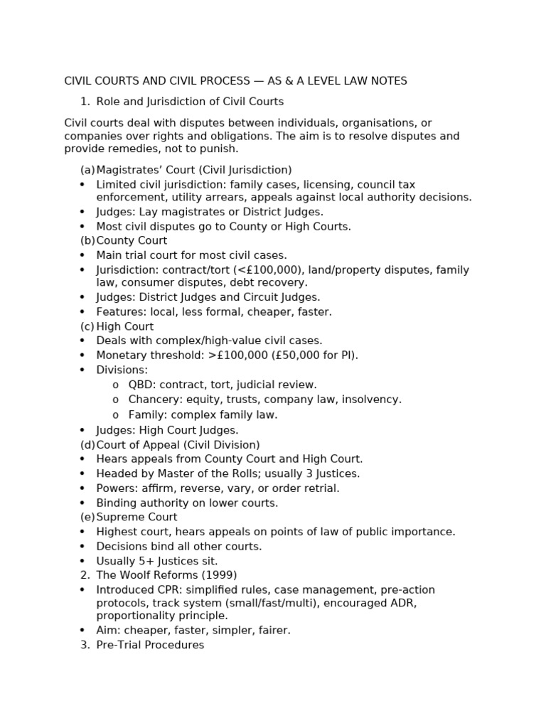Civil Courts Process Notes | PDF | Alternative Dispute Resolution | Lawsuit