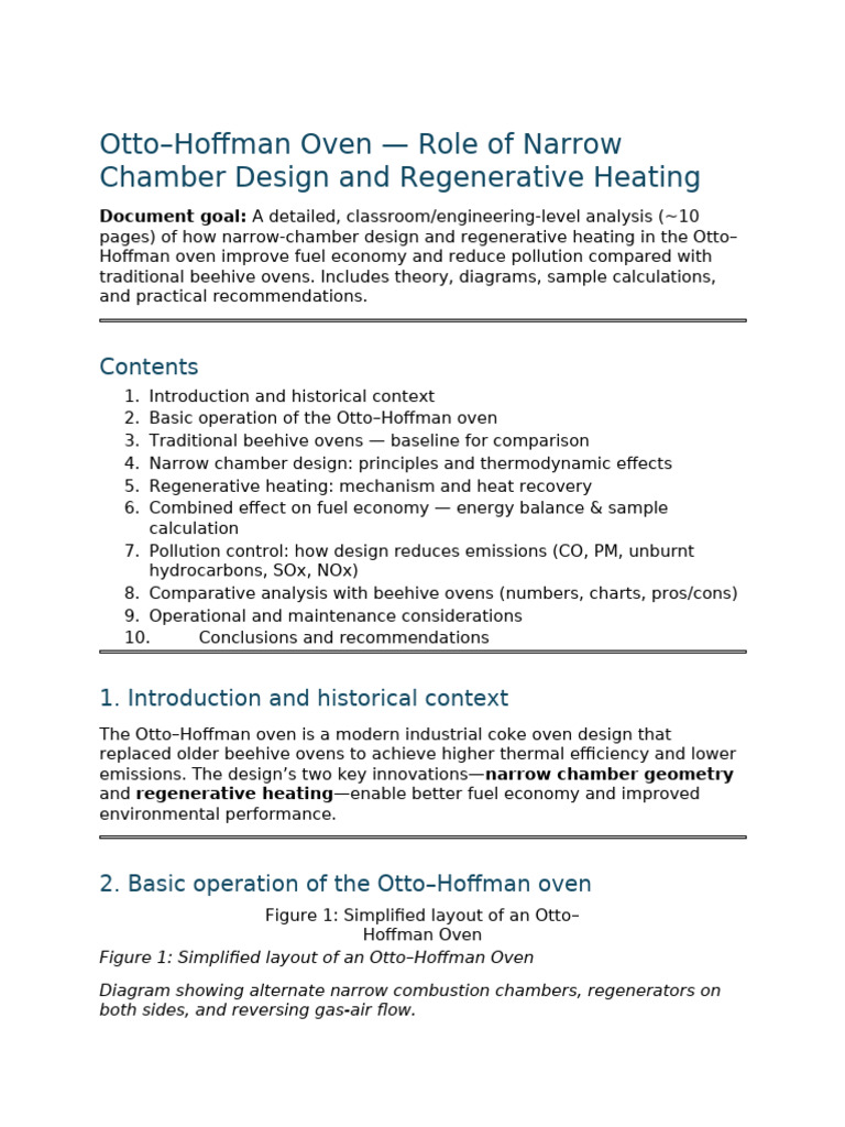 Otto-Hoffman Oven: Efficiency & Emissions | PDF | Heat | Fuel Efficiency