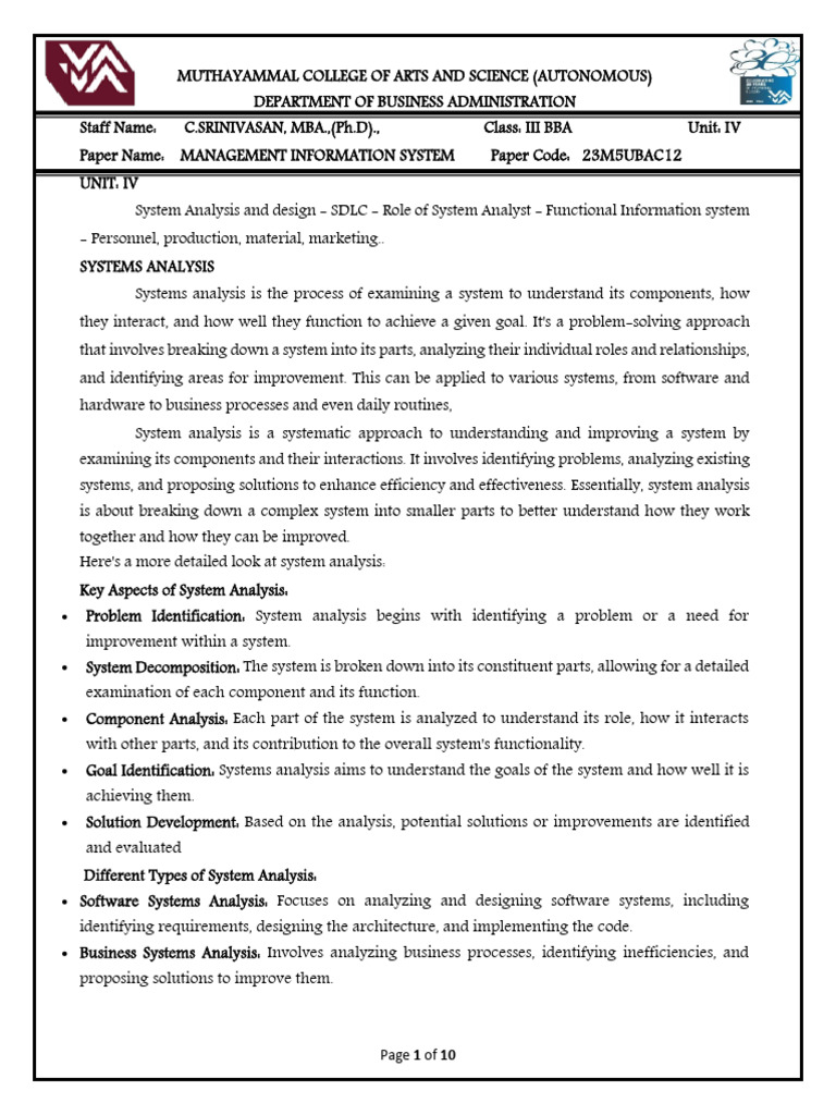 Management Information System UNIT 4 | PDF | Software Development ...