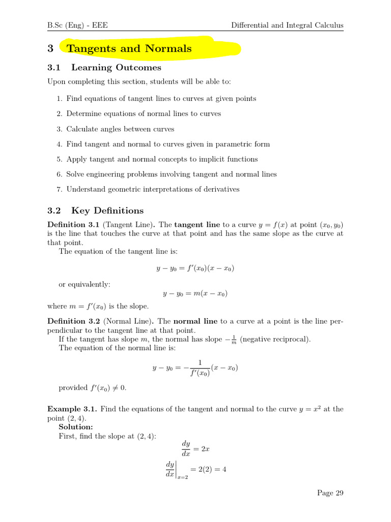 tangent normal | PDF | Tangent | Slope