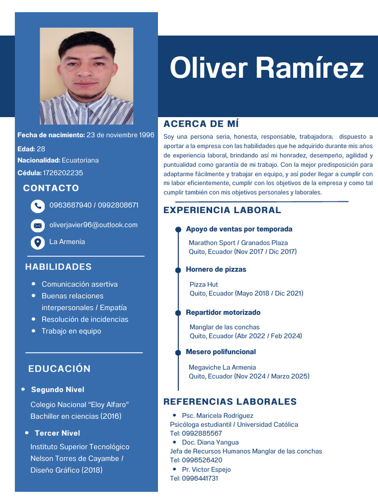 CV Oliver Ramírez 2025 | PDF | Ecuador