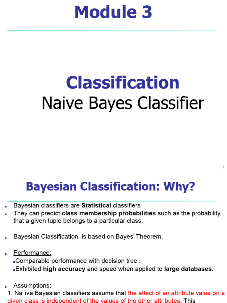 Module 3 - Naive Bayes Classifier | PDF | Statistical Classification | Applied Mathematics