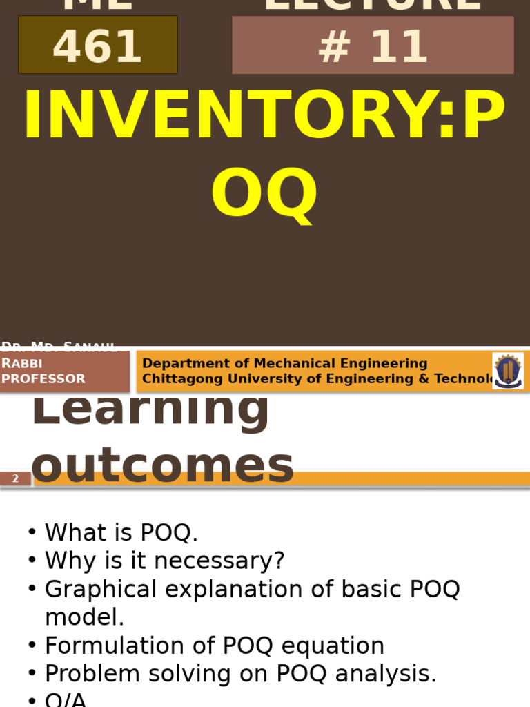 Understanding the POQ Formula | PDF