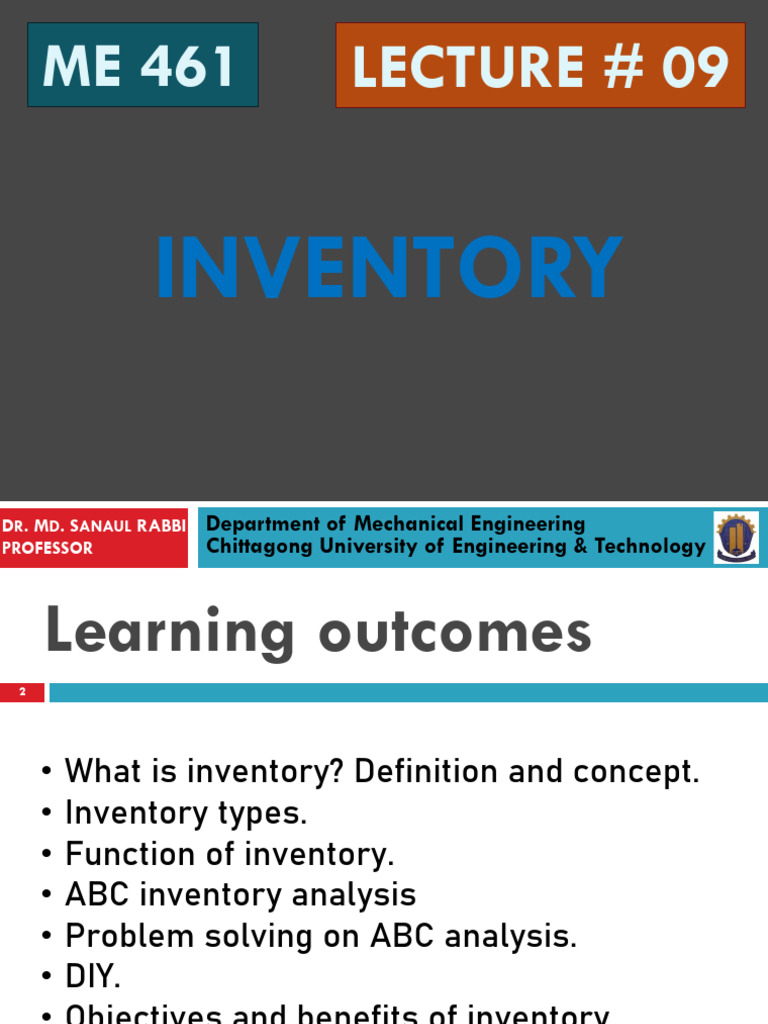 Lecture 09 Inventory Introduction | PDF | Inventory | Economies