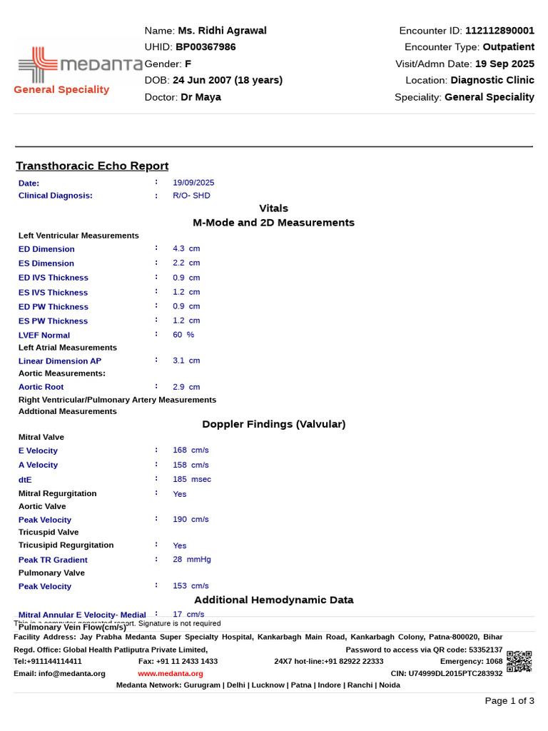 Transthoracic Echo Report-HS | PDF | Heart Valve | Cardiovascular System