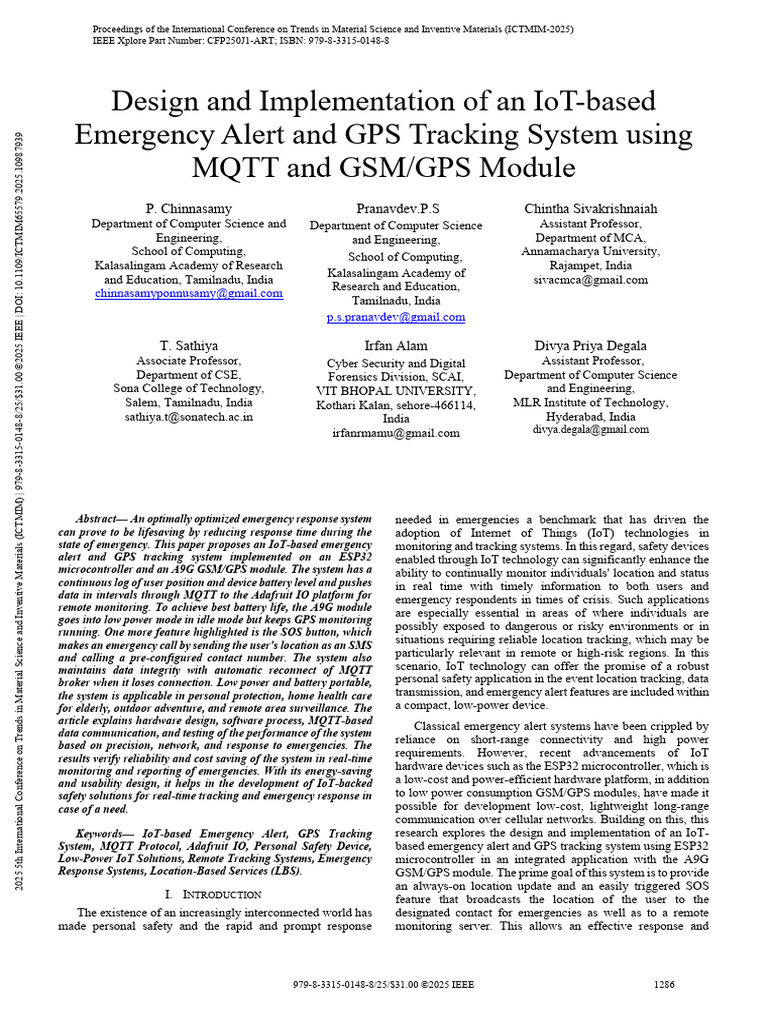 IoT Emergency Alert & GPS Tracking System | PDF | Internet Of Things ...