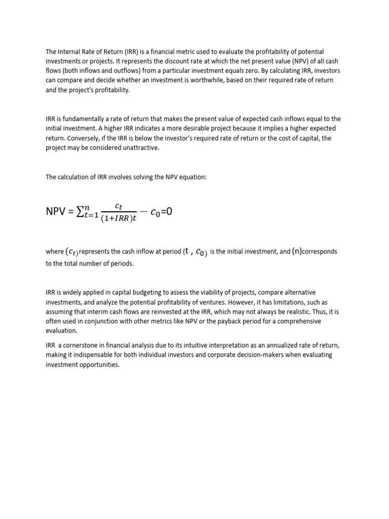 The Internal Rate of Return | PDF