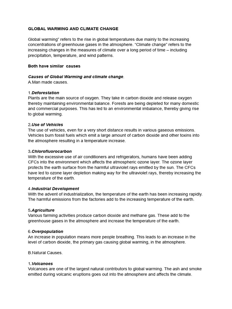 Causes and Effects of Global Warming | PDF | Climate Change ...