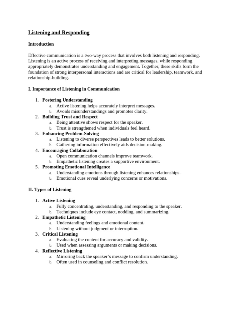 Unit 5 Listening and Responding | PDF | Psychology | Psychological Concepts