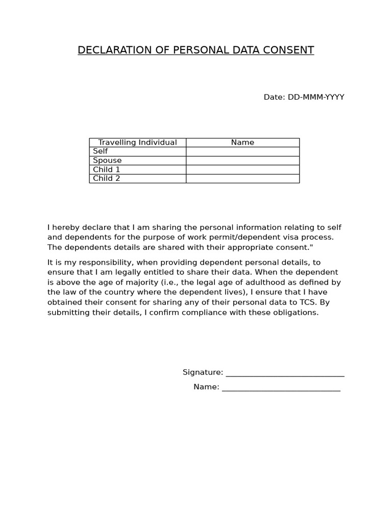 Declaration of Personal Data Consent | PDF