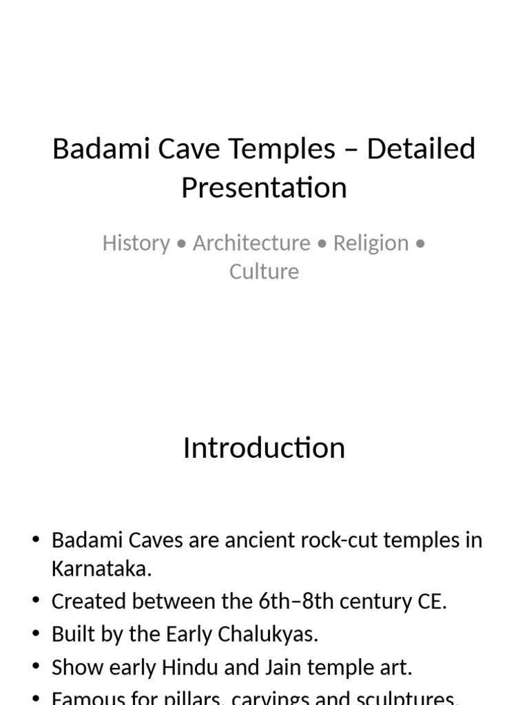 Badami Cave Temples: History & Architecture | PDF