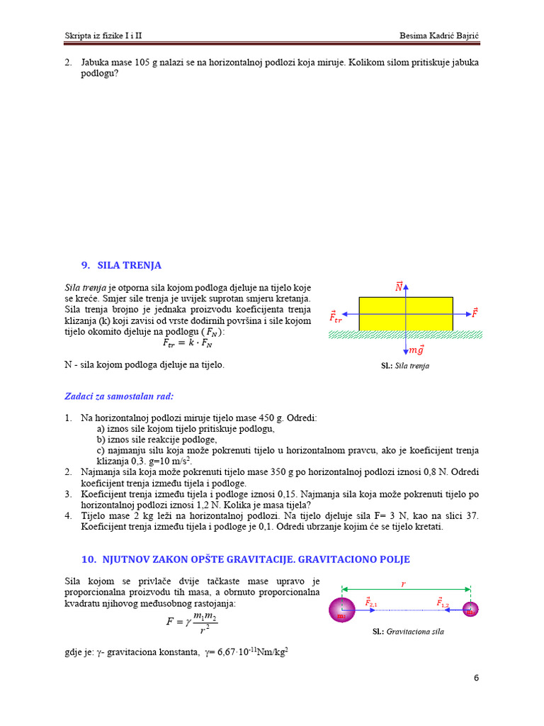 Sila Trenja: Skripta Iz Fizike I I II | PDF
