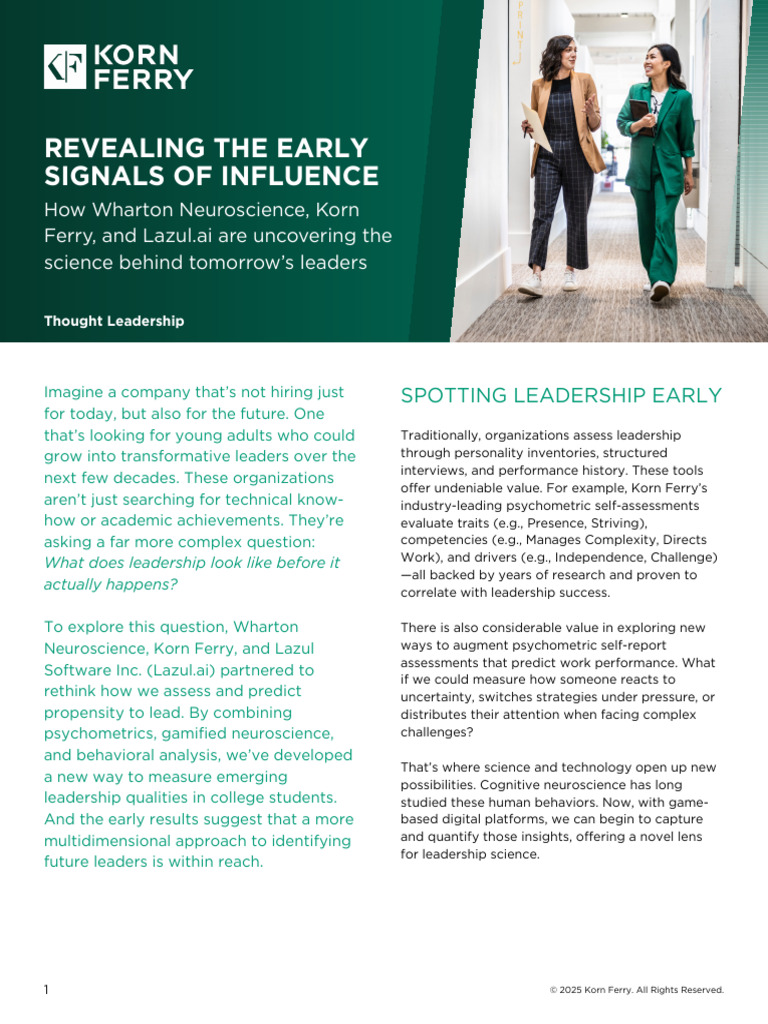 Kfi Early Signals of Leadership Final Report | PDF | Leadership | Risk