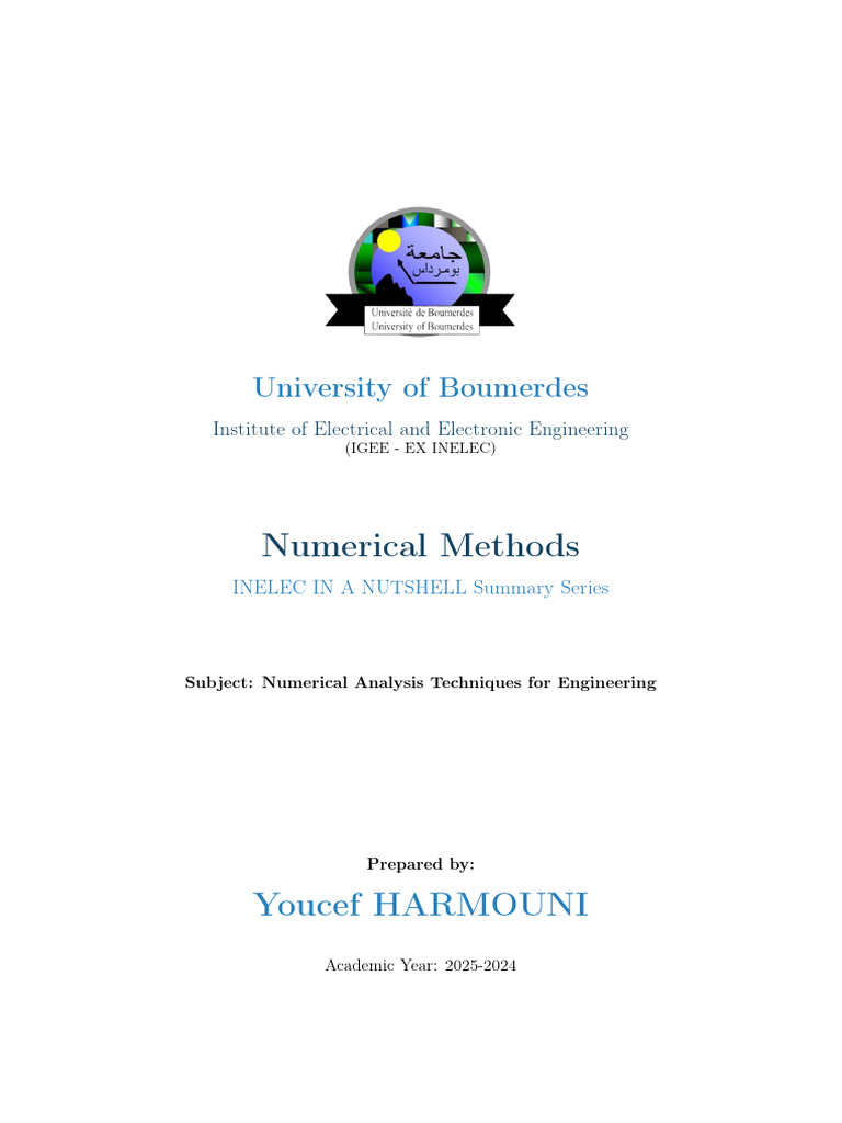 Inelec in A Nutshell - Numerical Methods | PDF | Matrix (Mathematics ...