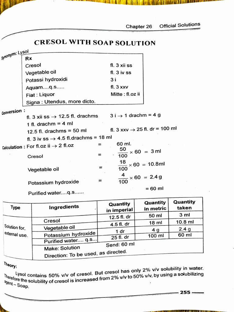Cresol with Soap Solution Guide | PDF | Soap | Chemical Substances