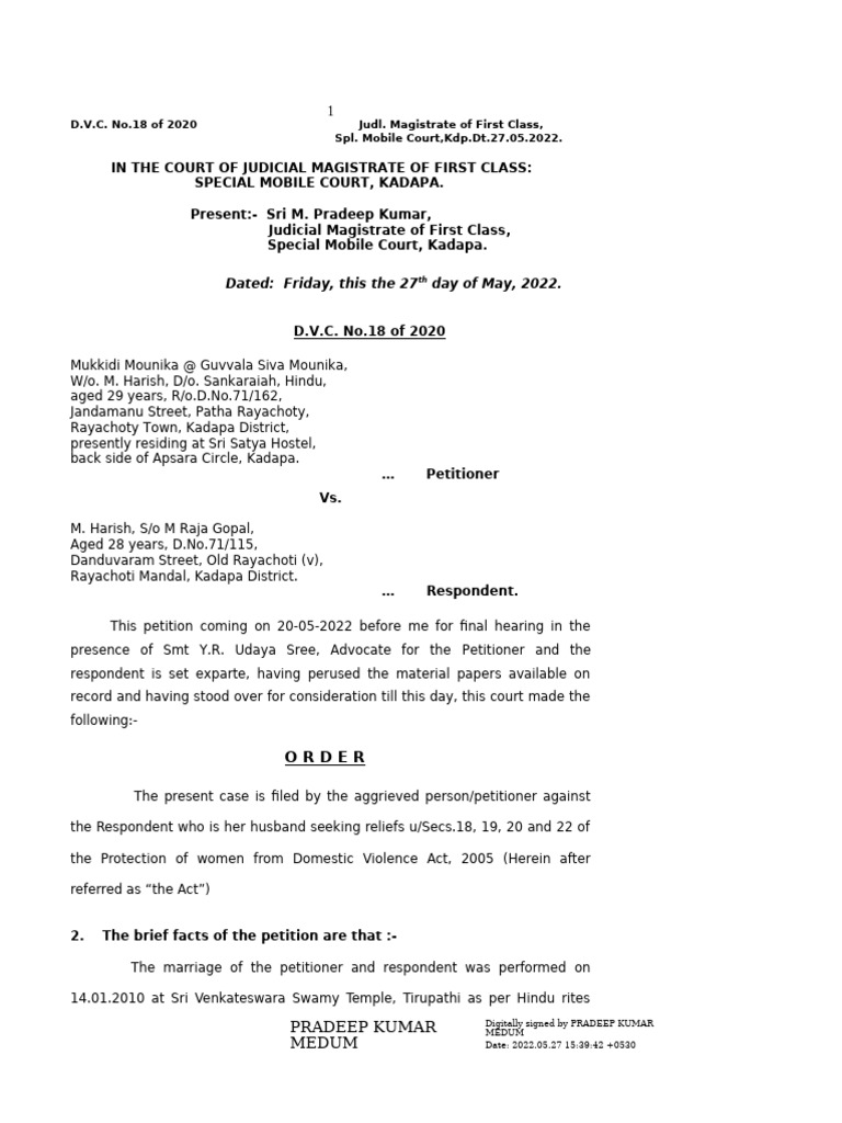 DVC Judgement | PDF | Domestic Violence | Violence