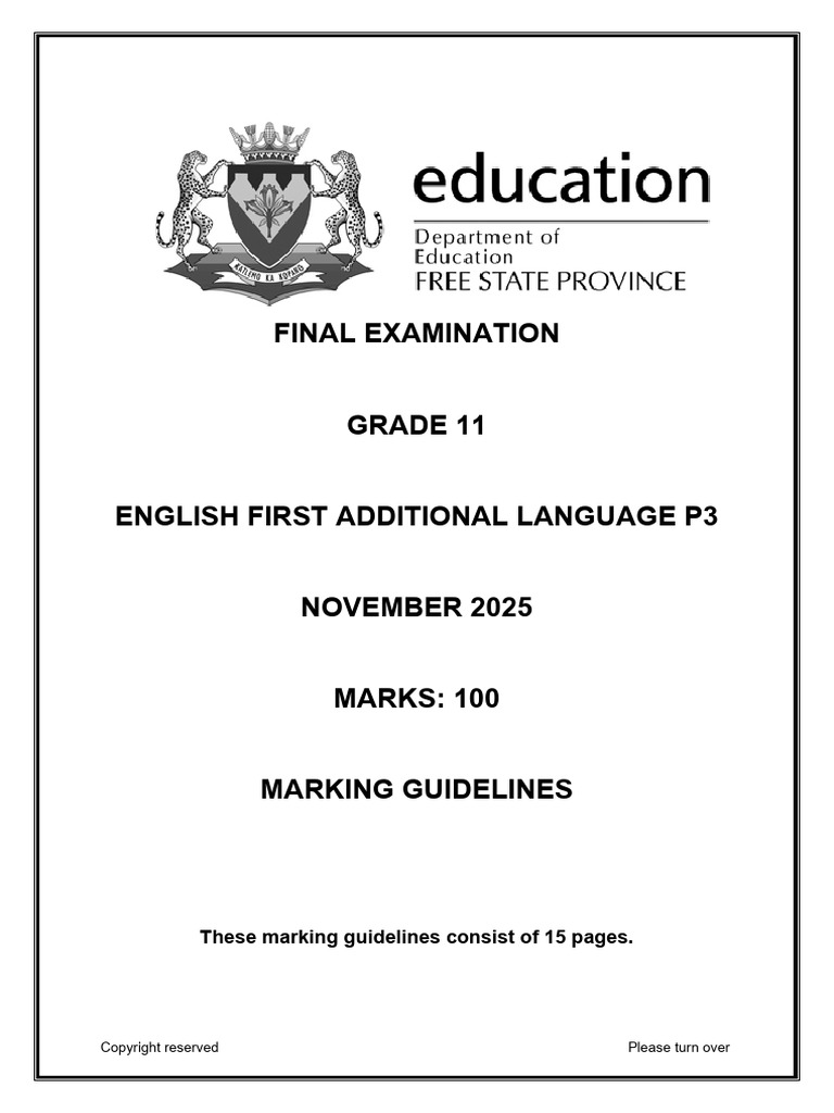 Grade 11 English FAL P3 Guidelines | PDF | Essays | Vocabulary