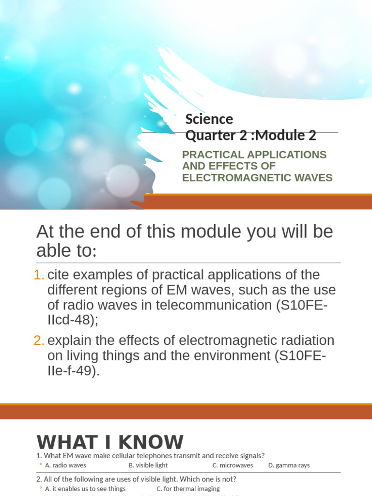 Practical Uses of Electromagnetic Waves | PDF | Radiation ...