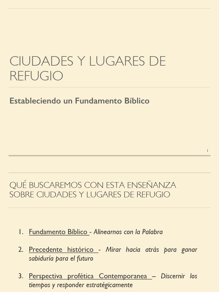 1 Ciudades de Refugio Estableciendo Un Fundamento Biblico Versión 2023 ...
