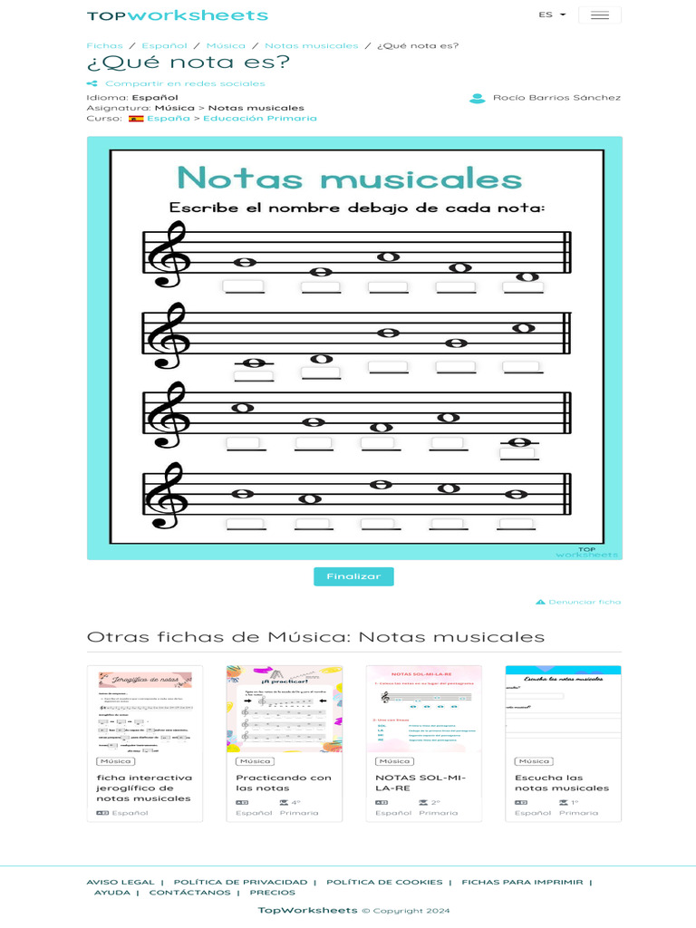 ¿Qué Nota Es - Ficha Interactiva - TopWorksheets | PDF