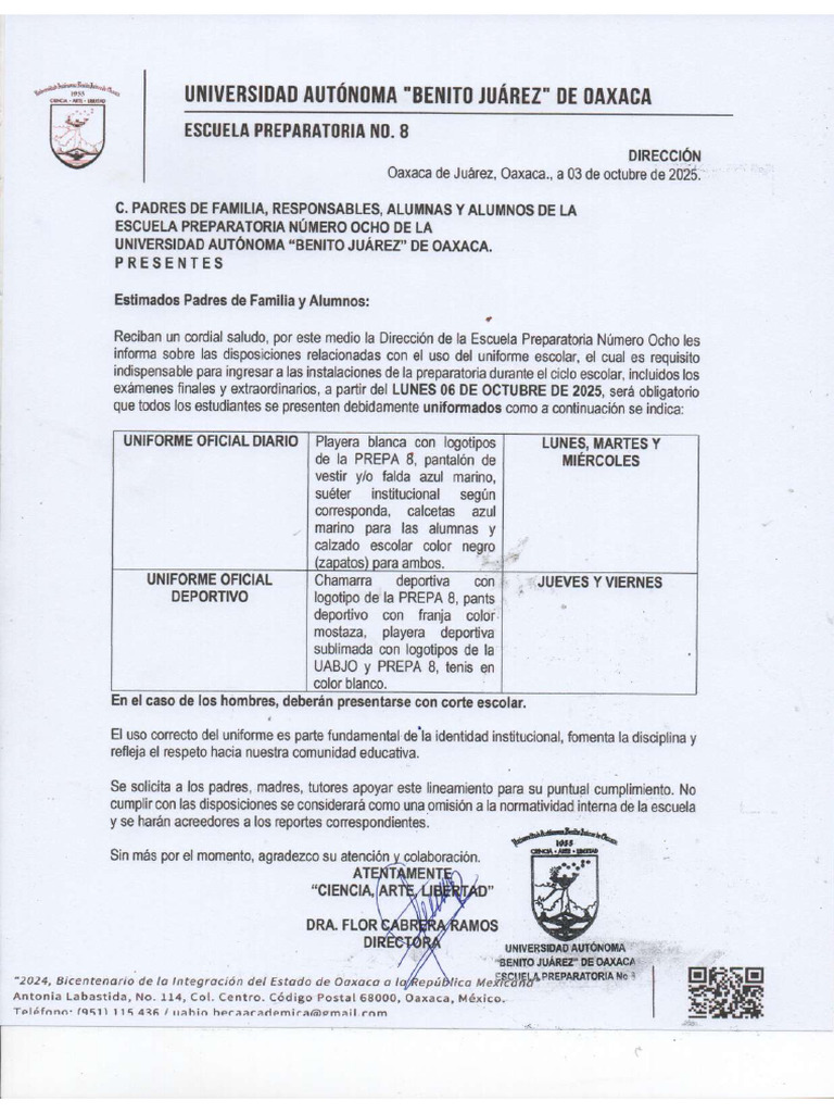 Circular Uso Del Uniforme | PDF